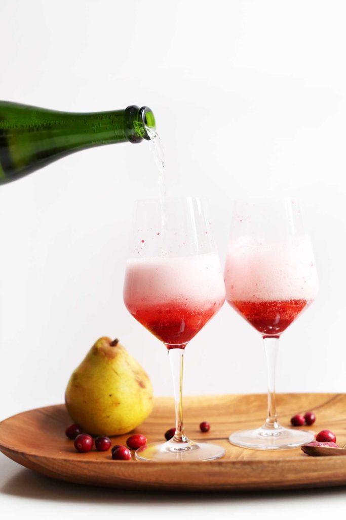 Pear & Cranberry Champagne Cocktail | Minimalist Baker Recipes