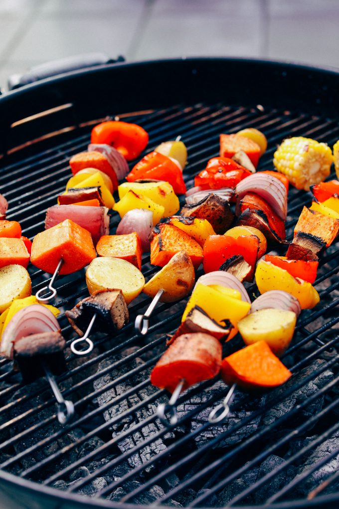 Grilled Veggie Skewers with Magic Green Sauce | Minimalist Baker