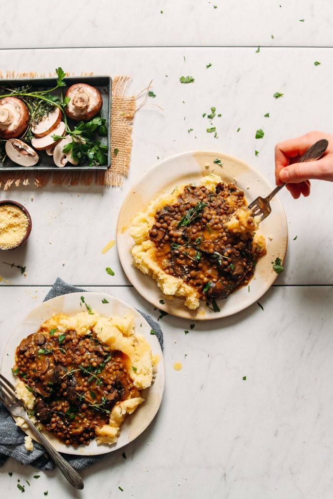 Mushroom Lentil Stew with Mashed Potatoes | Minimalist Baker Recipes