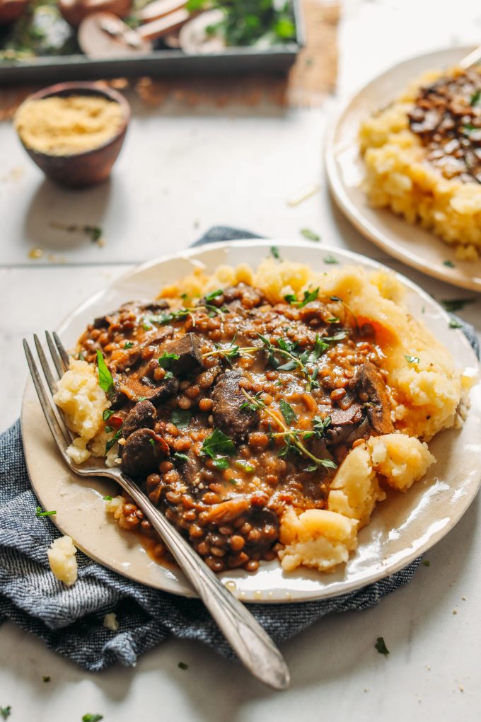 Mushroom Lentil Stew with Mashed Potatoes | Minimalist Baker Recipes