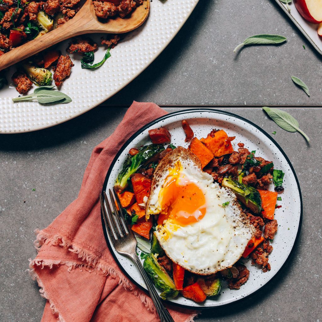 Breakfast Hash with Sweet Potatoes & Brussels Sprouts - MB Recipes