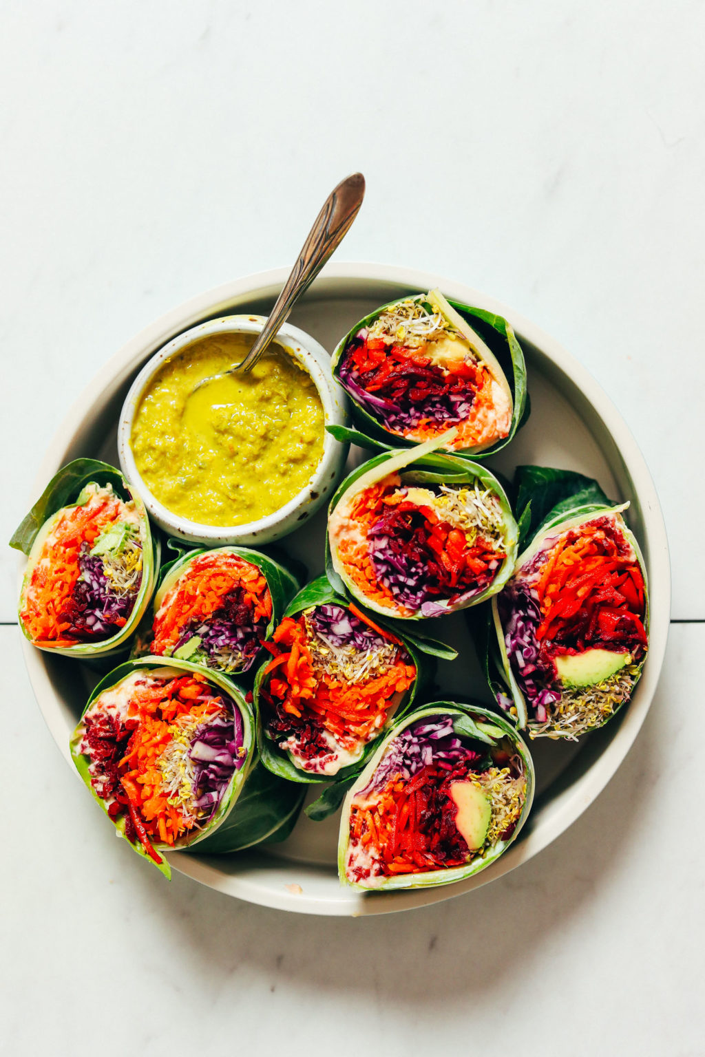Veggie Wraps with Green Curry Tahini Sauce - Minimalist Baker Recipes