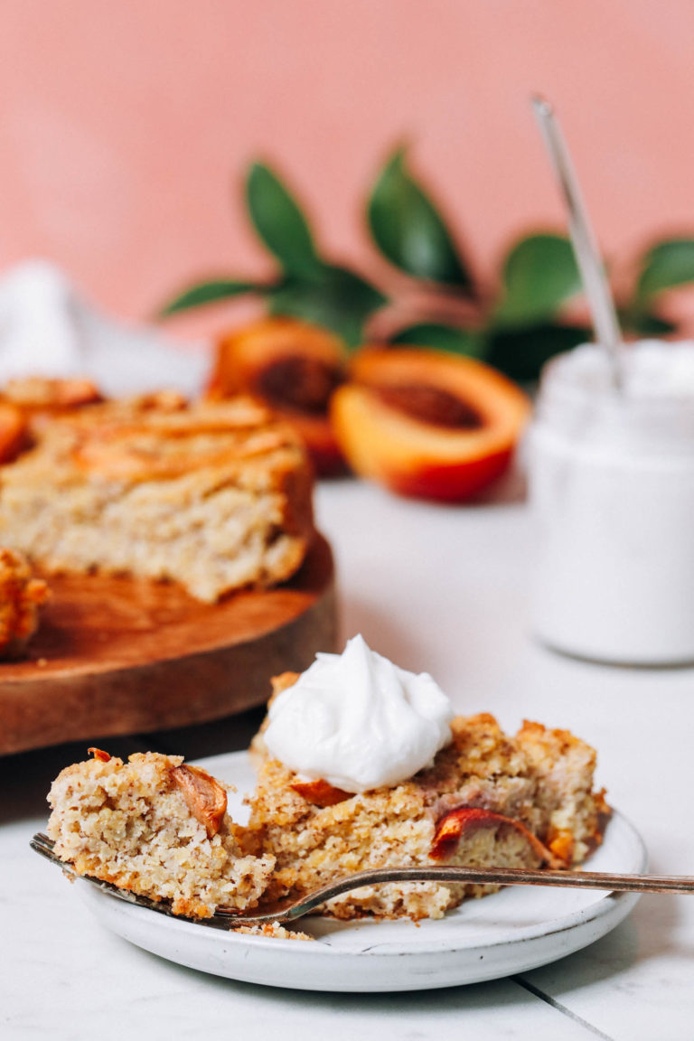 Fluffy Millet Breakfast Cake with Stone Fruit - Minimalist Baker Recipes