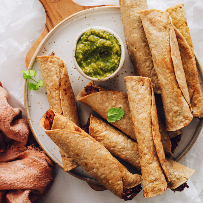 Crispy Baked Jackfruit Taquitos (Vegan, GF) - Minimalist Baker Recipes