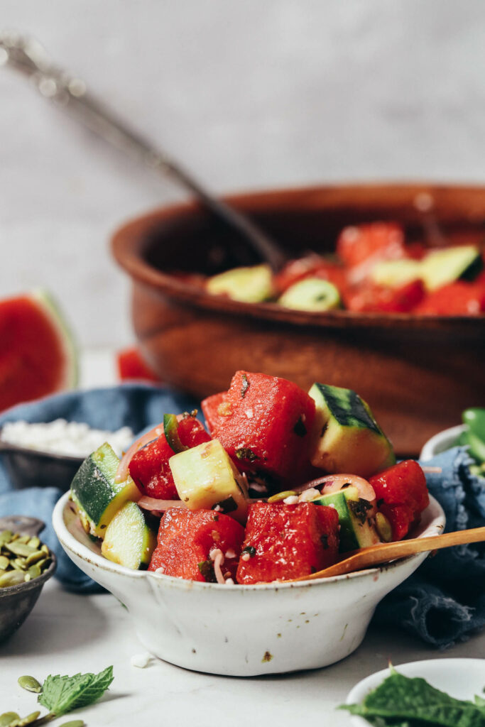 Minty Watermelon Cucumber Salad (Vegan) - Minimalist Baker Recipes