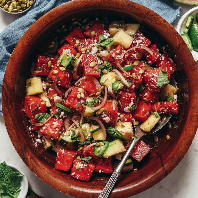 Minty Watermelon Cucumber Salad (Vegan) - Minimalist Baker Recipes