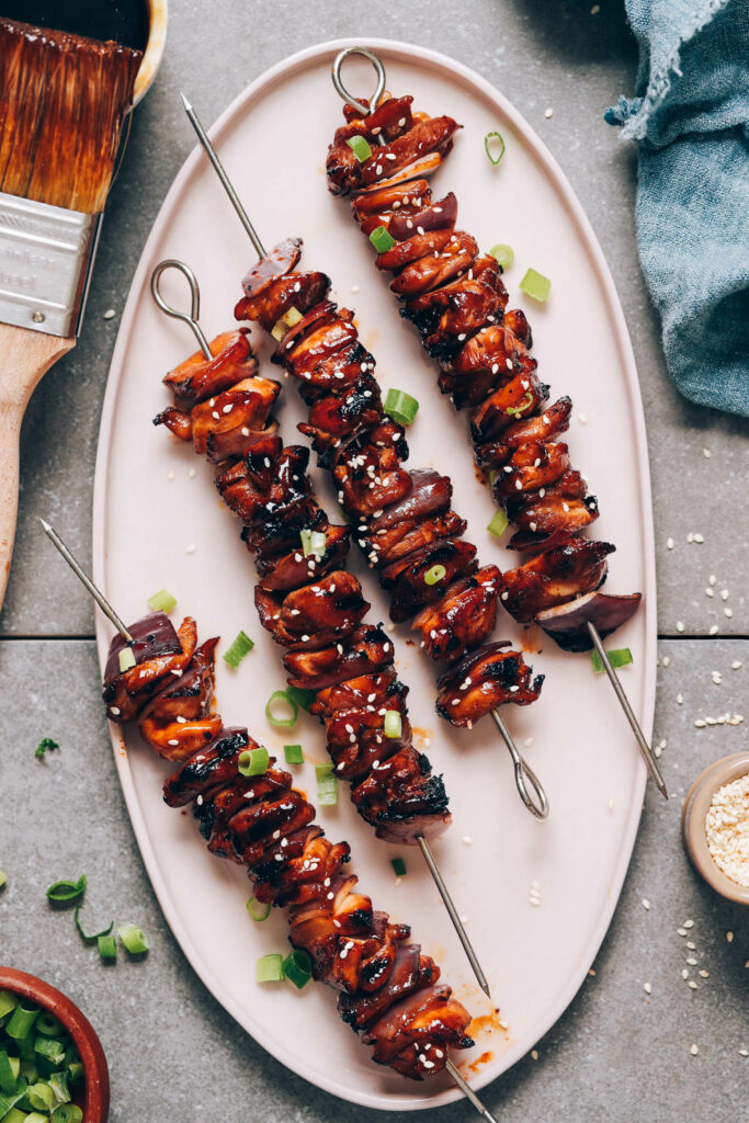 Grilled Teriyaki Chicken Skewers (Quick Marinating!) - Minimalist Baker