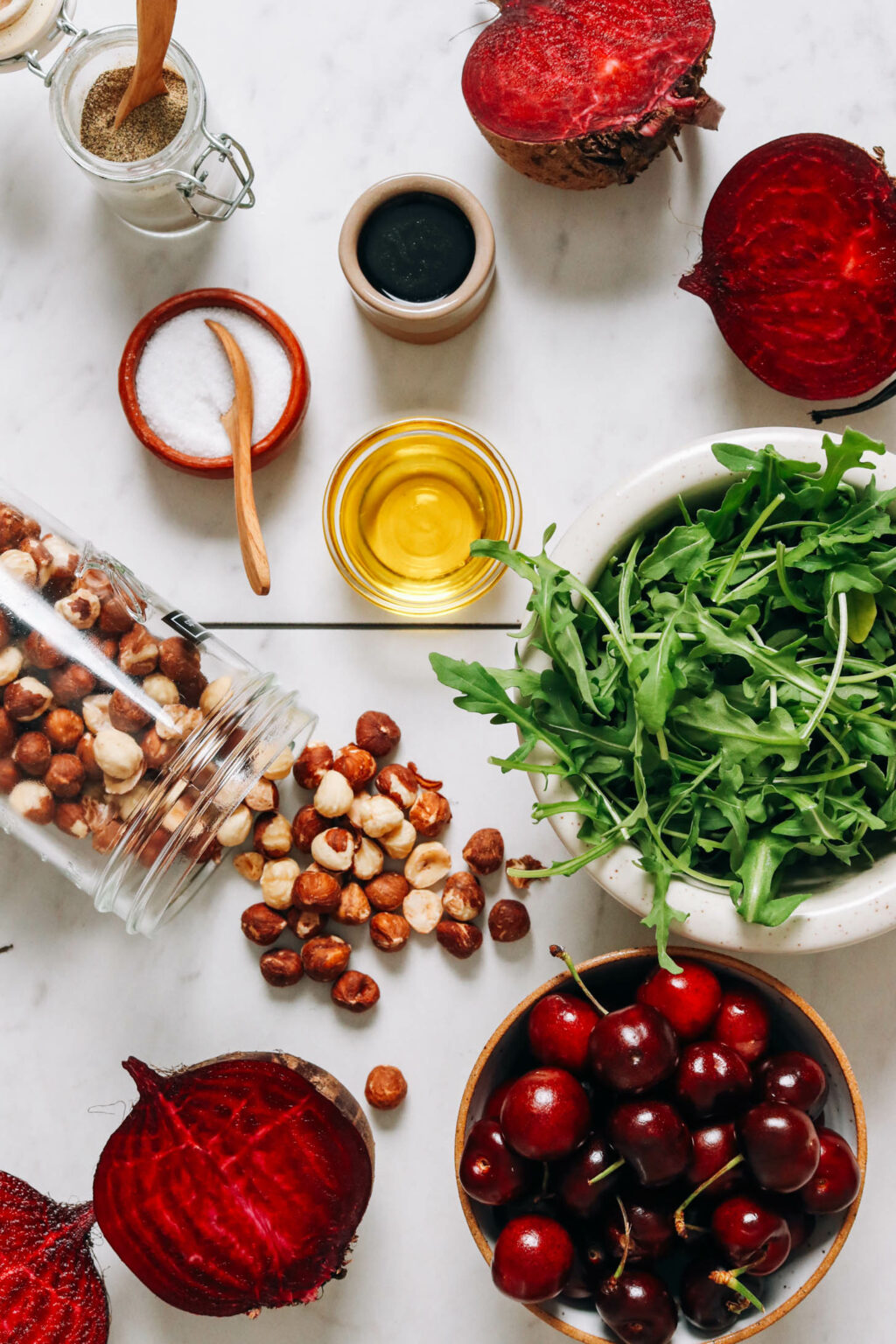 Roasted Beet & Cherry Salad with Balsamic Vinaigrette - Minimalist Baker