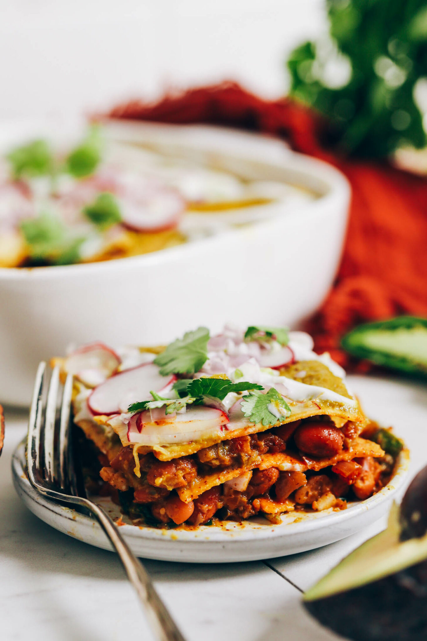 Pinto Bean & Veggie Green Enchilada Bake - Minimalist Baker Recipes