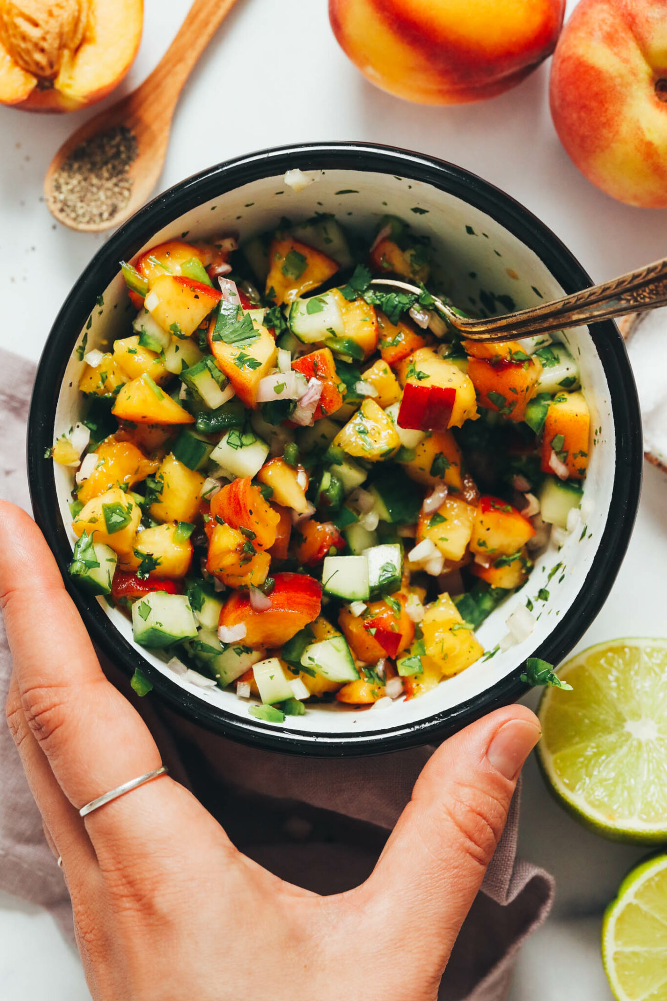 Easy Peach Cucumber Salsa - Minimalist Baker Recipes