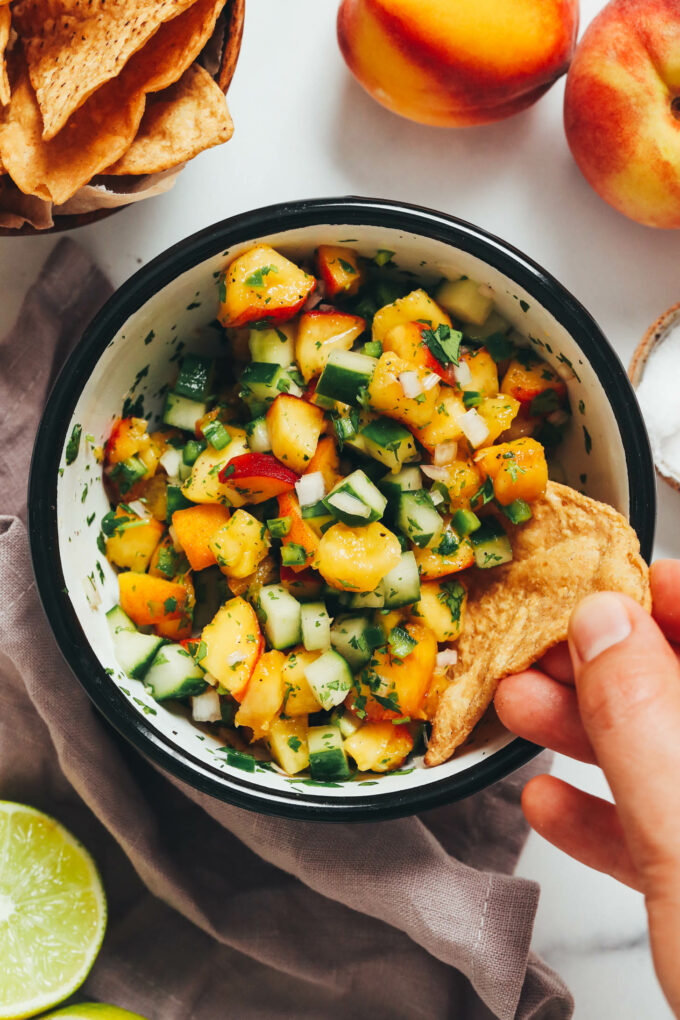 Easy Peach Cucumber Salsa - Minimalist Baker Recipes