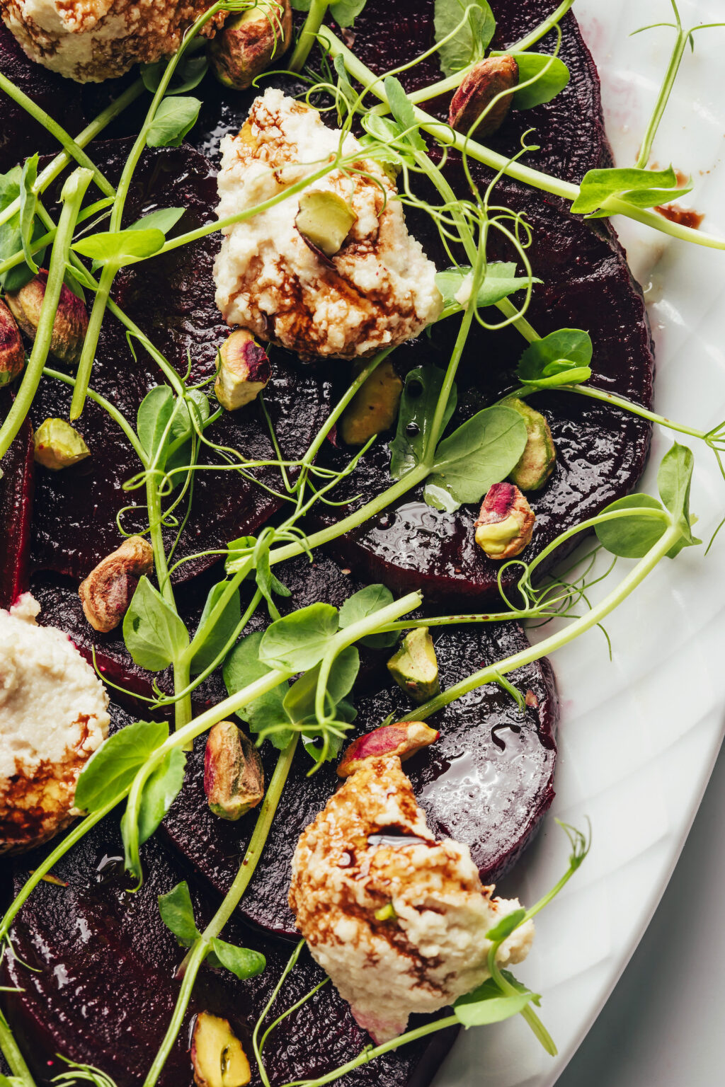 Roasted Beet Salad with Vegan "Goat Cheese" - Minimalist Baker