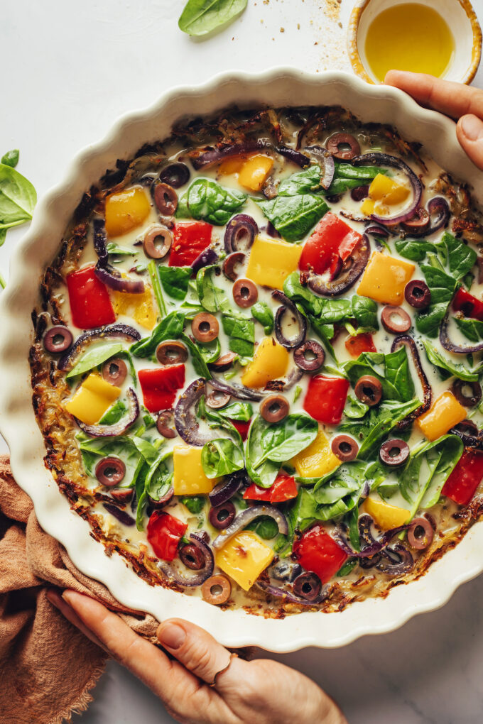 Mediterranean Quiche with Potato Crust (GF/DF) - Minimalist Baker
