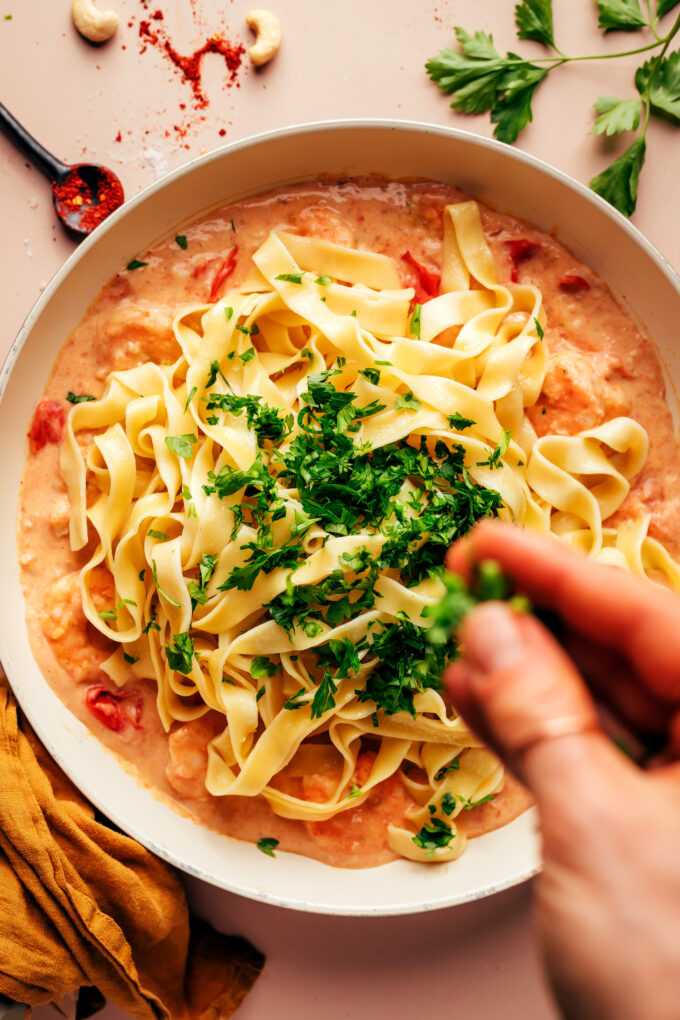 Creamy Tuscan Shrimp Pasta (Dairy-Free) - Minimalist Baker Recipes