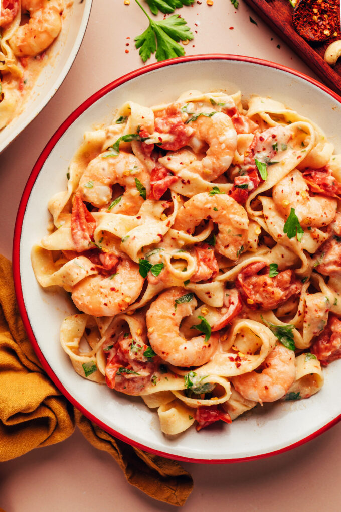 Creamy Tuscan Shrimp Pasta (Dairy-Free) - Minimalist Baker Recipes